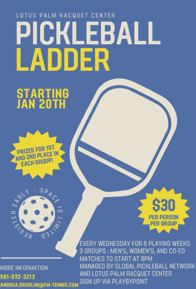 Adult pickleball - Men's Pickleball Ladder