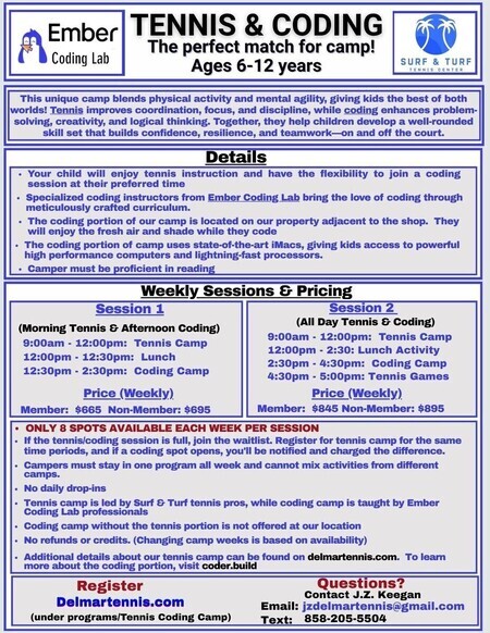 Tennis & coding camp - TENNIS + CODING Summer Camp (9am - 5pm)