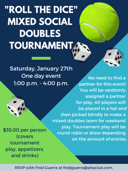 Special tennis event - Roll the Dice Mixer