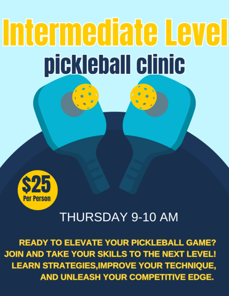 Social programs - Intermediate Level 1 Pickleball Clinic