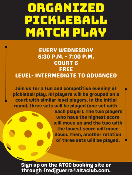 Pickleball - Organized Pickleball Matchplay(Intermediate to Advanced)
